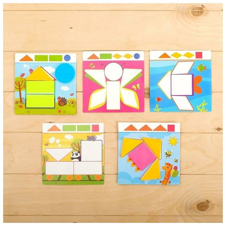 IQ-ZABIAKA Развивающий набор с картонными фигурами «Геометрическая мозаика», по методике ...