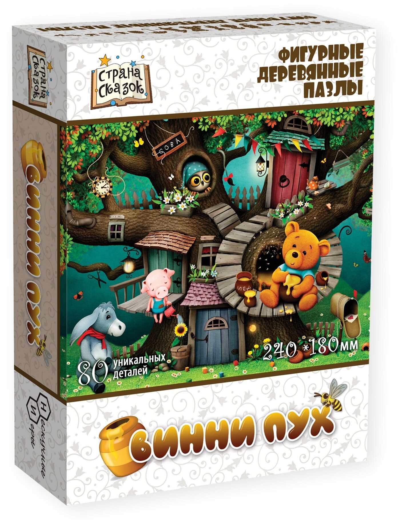 Страна сказок Фигурный деревянный пазл "Винни Пух"