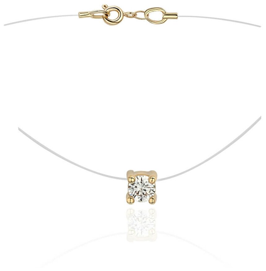 Колье, желтое золото, 585 проба, фианит