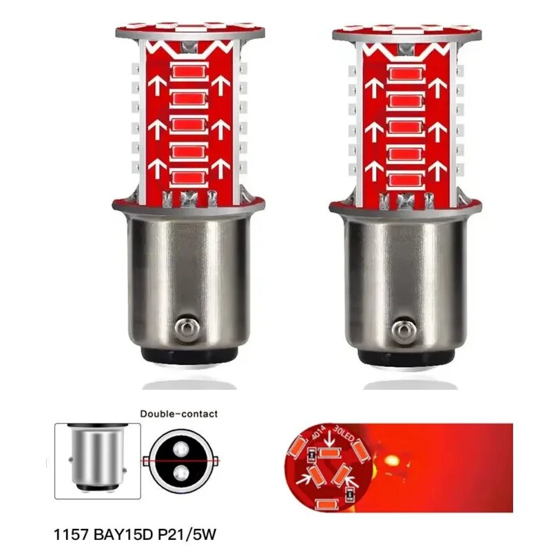 Красный LED 1157 BAY15D P21/5W, 2 шт.