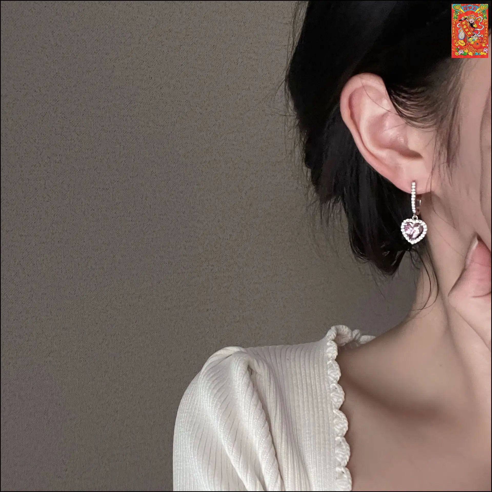 Серьги одиночные, белая — фото 1