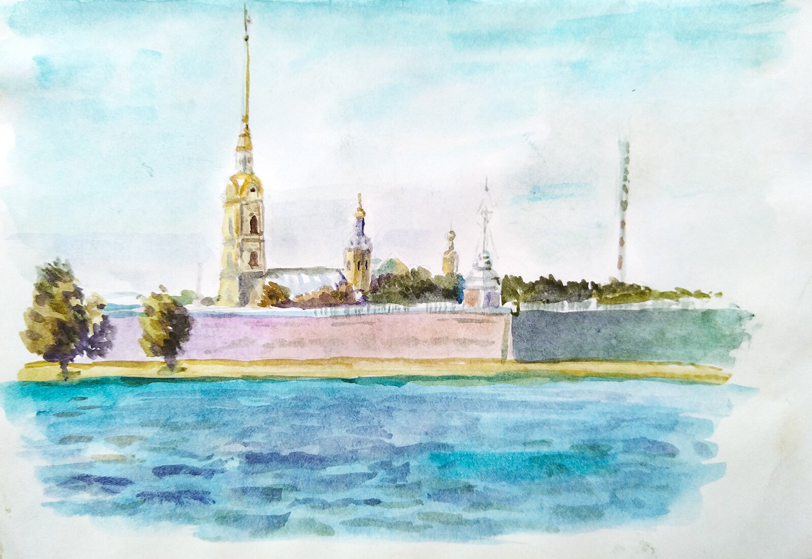 Картина акварелью "Питерский вид"