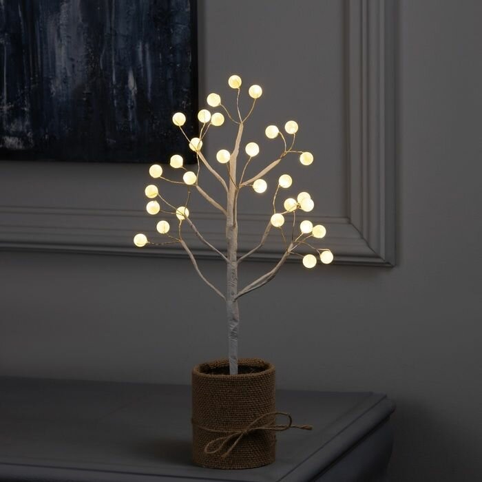 Светодиодный куст Luazon Lighting "Шарики" 35 см, 30 LED, батарейки AAх3, свечение тёплое белое
