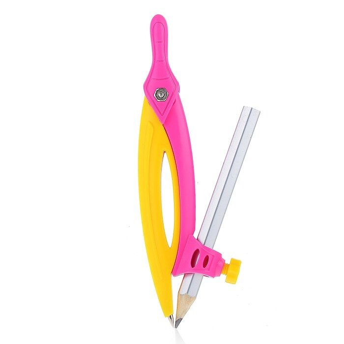 Циркуль Проф-пресс пластиковый эргономичный, с карандашом, 120 мм, ПВХ-чехол (Ц-5781)