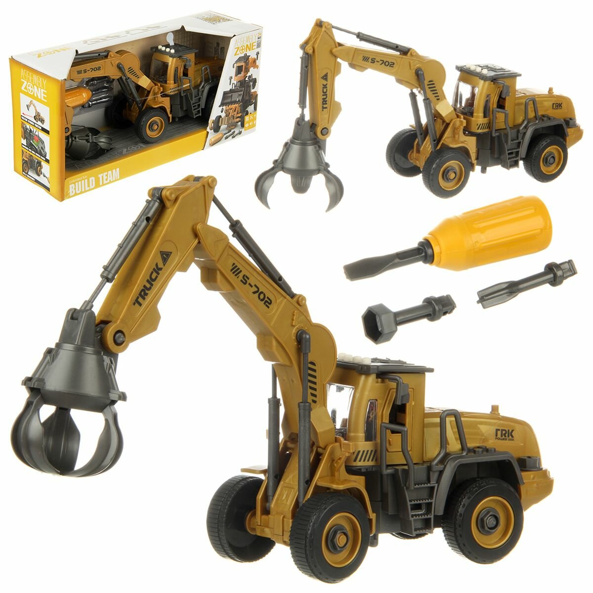 Конструктор-скрутка машинка Спецтехника со светом и звуком, Veld Co, 133942