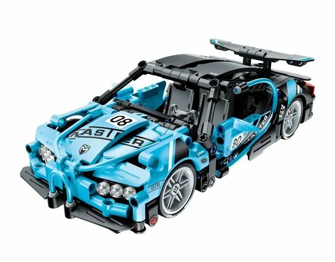 Конструктор im.Master 5808 Спорткар Бугатти, инерционный (pull back). 422 дет, 24 см. (FCJ0659749). Черный/голубой