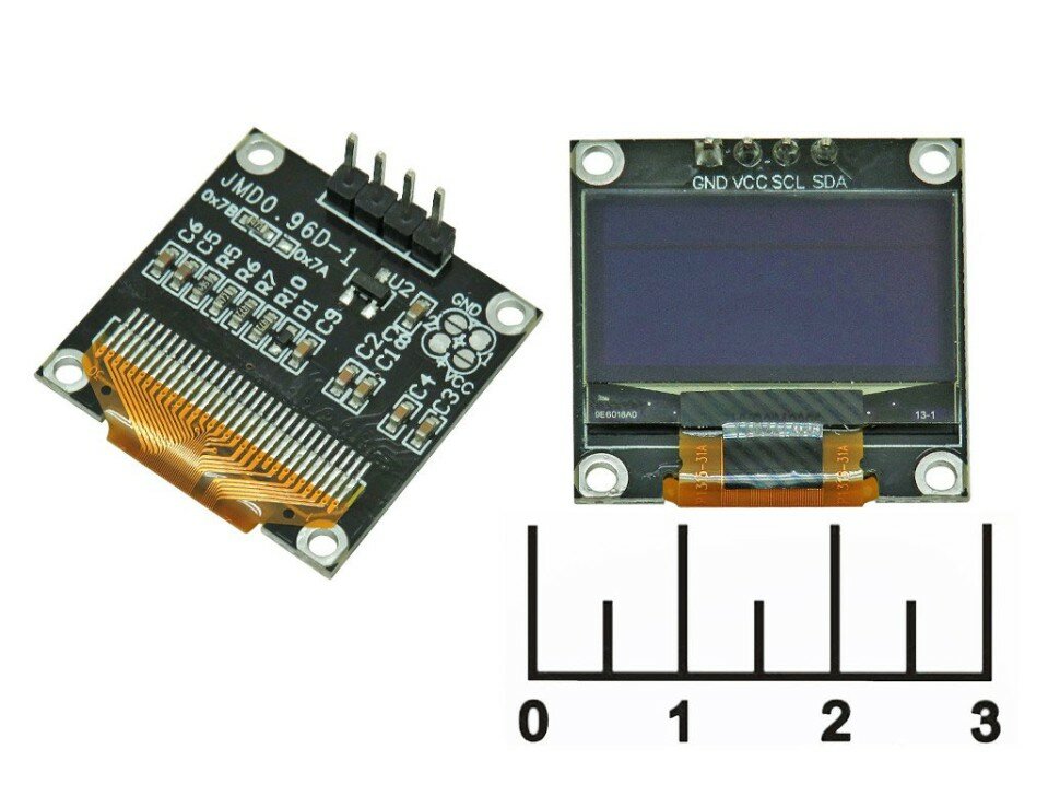 Радиоконструктор дисплей для Arduino 0.91" 128*64 OLED желто-синий (JMD096D-1) 4PIN