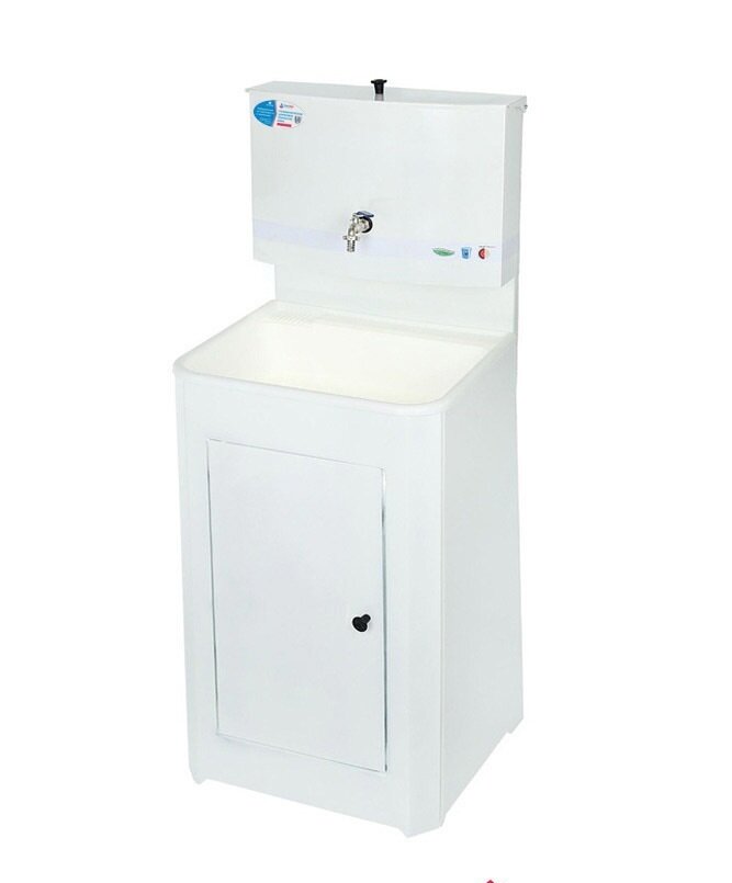 Дачный умывальник Акватекс с тумбой и баком (без ТЭНа, белый, пласт. мойка)