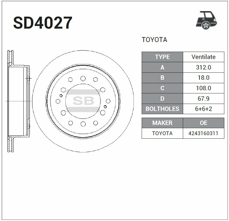 Диск Тормозной SANGSIN SD4027