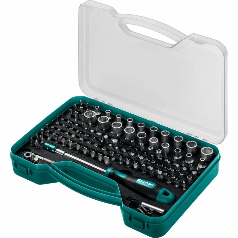 Набор: отвертка-битодержатель с насадками KRAFTOOL X-drive-122 122 шт, арт. 26816