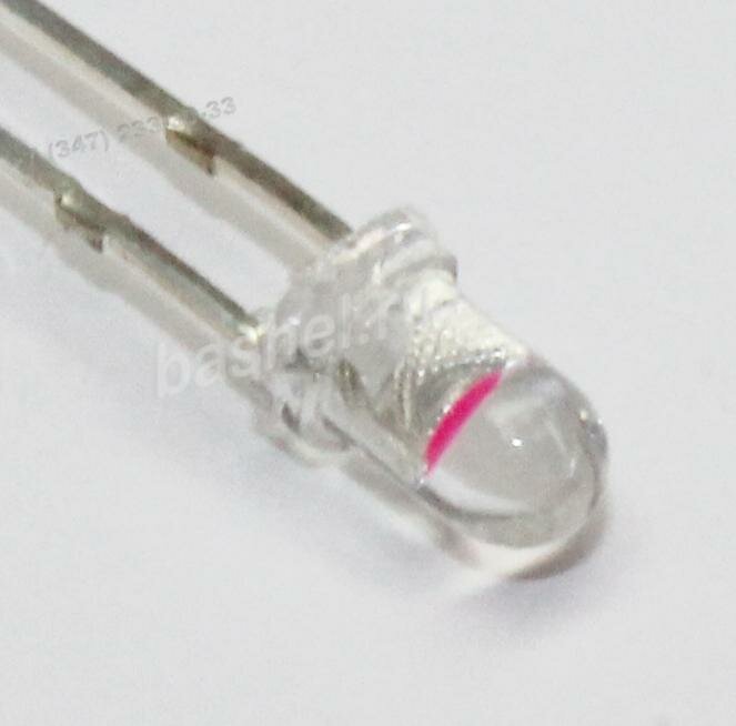 LED DIP 3mm DFL-3014PKC-10, Светодиод, круглый прозрачный 3мм, розовый, 5000mcd, 20°, 3.3V