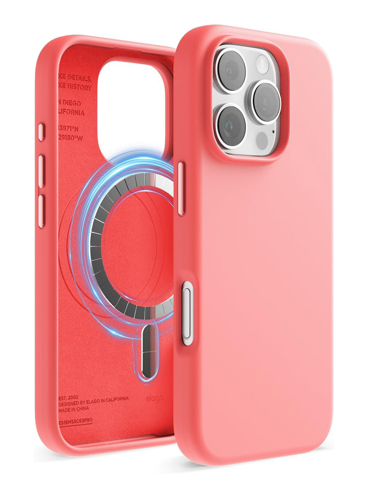 Elago для iPhone 16 Pro чехол Soft silicone (Liquid) Pink (MagSafe)