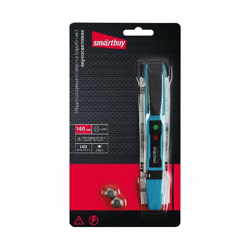 Индикаторная отвертка (пробник) Smartbuy 140 мм, до 250В, шлицевая, с ЭП, звук, поиск,