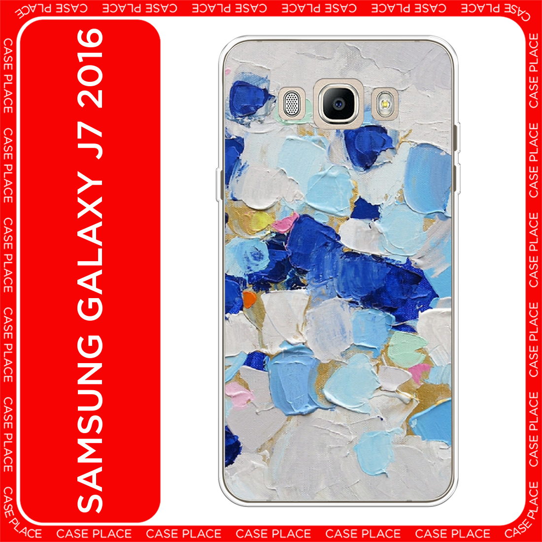 Чехол на Samsung Galaxy J7 2016 / Самсунг Галакси Джей 7 2016 с принтом Холст сине-белый