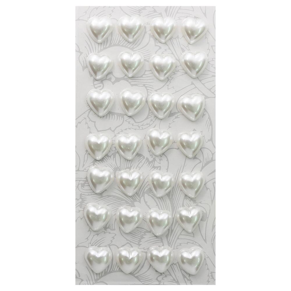 Декоративные стразы-наклейки 7704132-Z9 Жемчуг Сердце белый цвет 12 мм, цена за 1 уп.