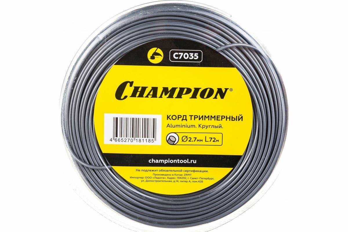 Леска для Champion триммера садового C7035 Aluminium 2.7мм 72м