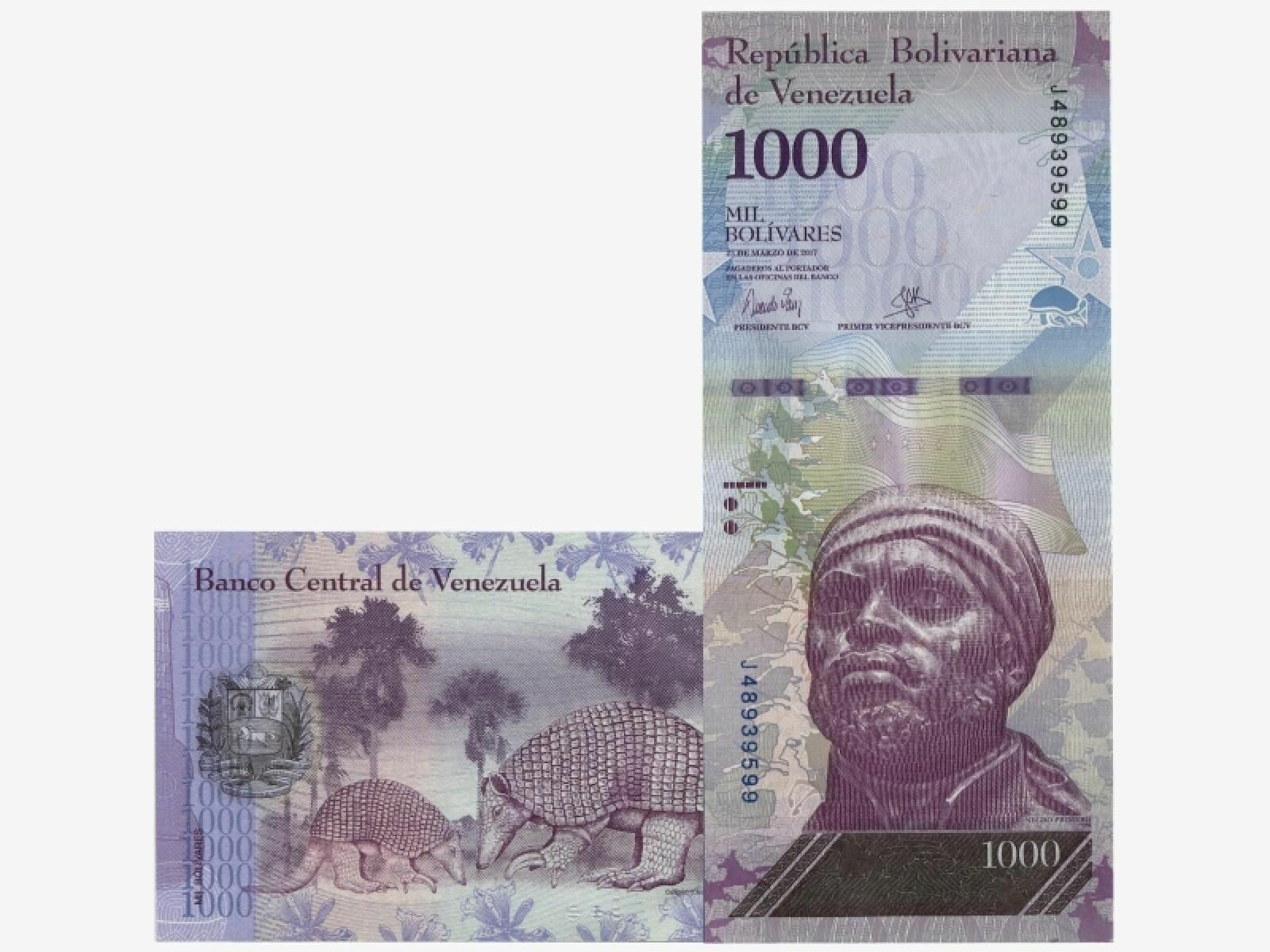 1000 боливаров Венесуэлы 2017 г.