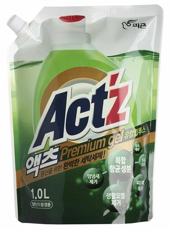 PIGEON Гель для стирки белья Actz Premium Gel Eucalyptus, 1000 мл мягкая упаковка