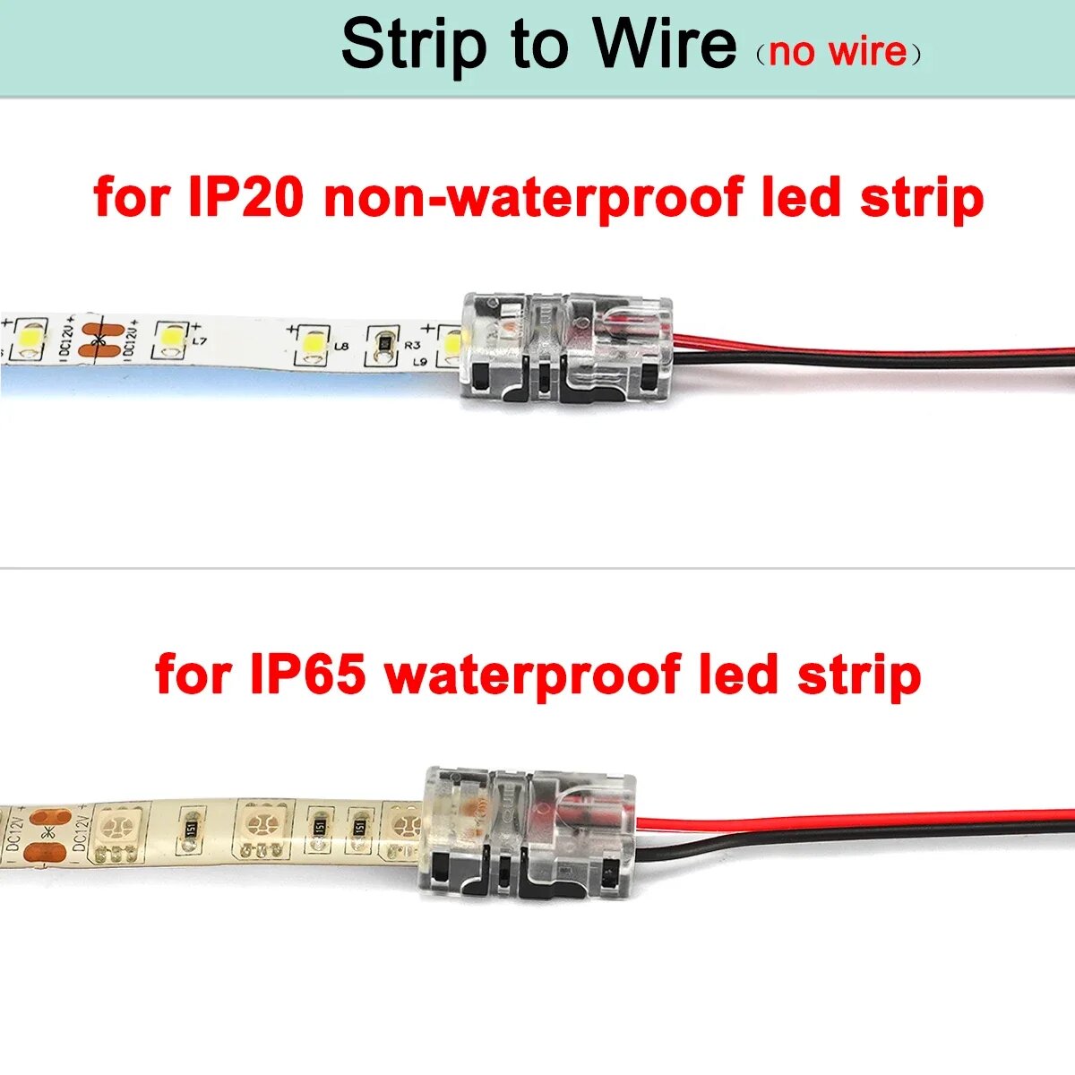 Соединитель LED Strip to Wire, 2pin 8mm IP20, 10шт