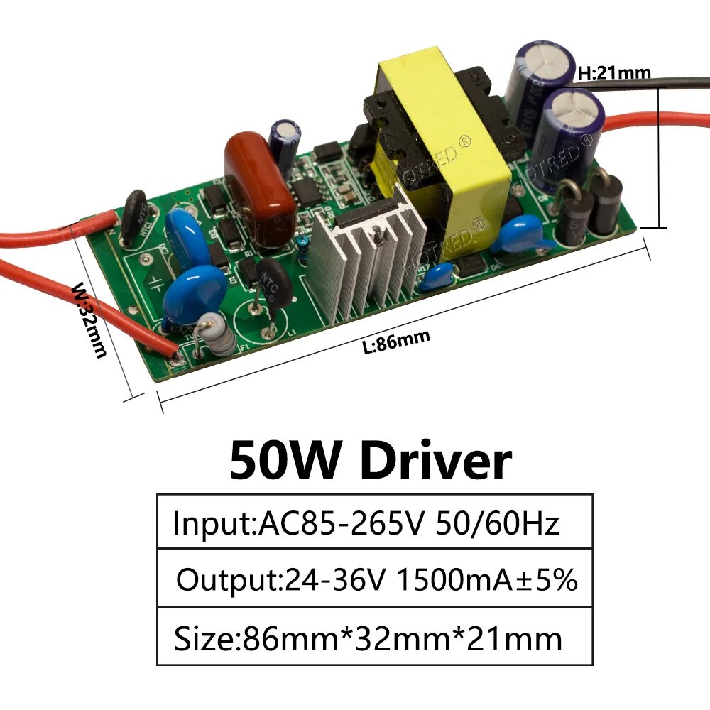50W LED Driver 24-36V 1500mA AC85-265V