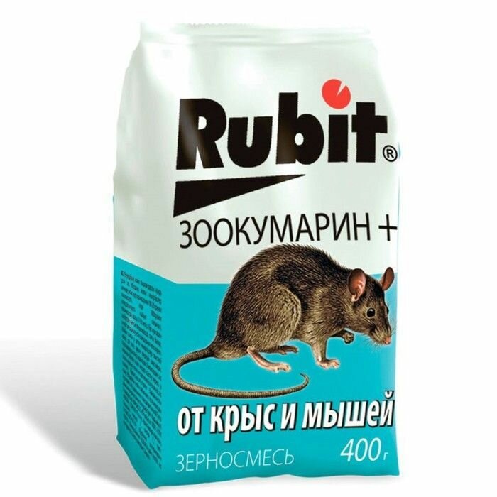 Рубит/Rubit Зоокумарин+ зерновая смесь от крыс и мышей, 400 г