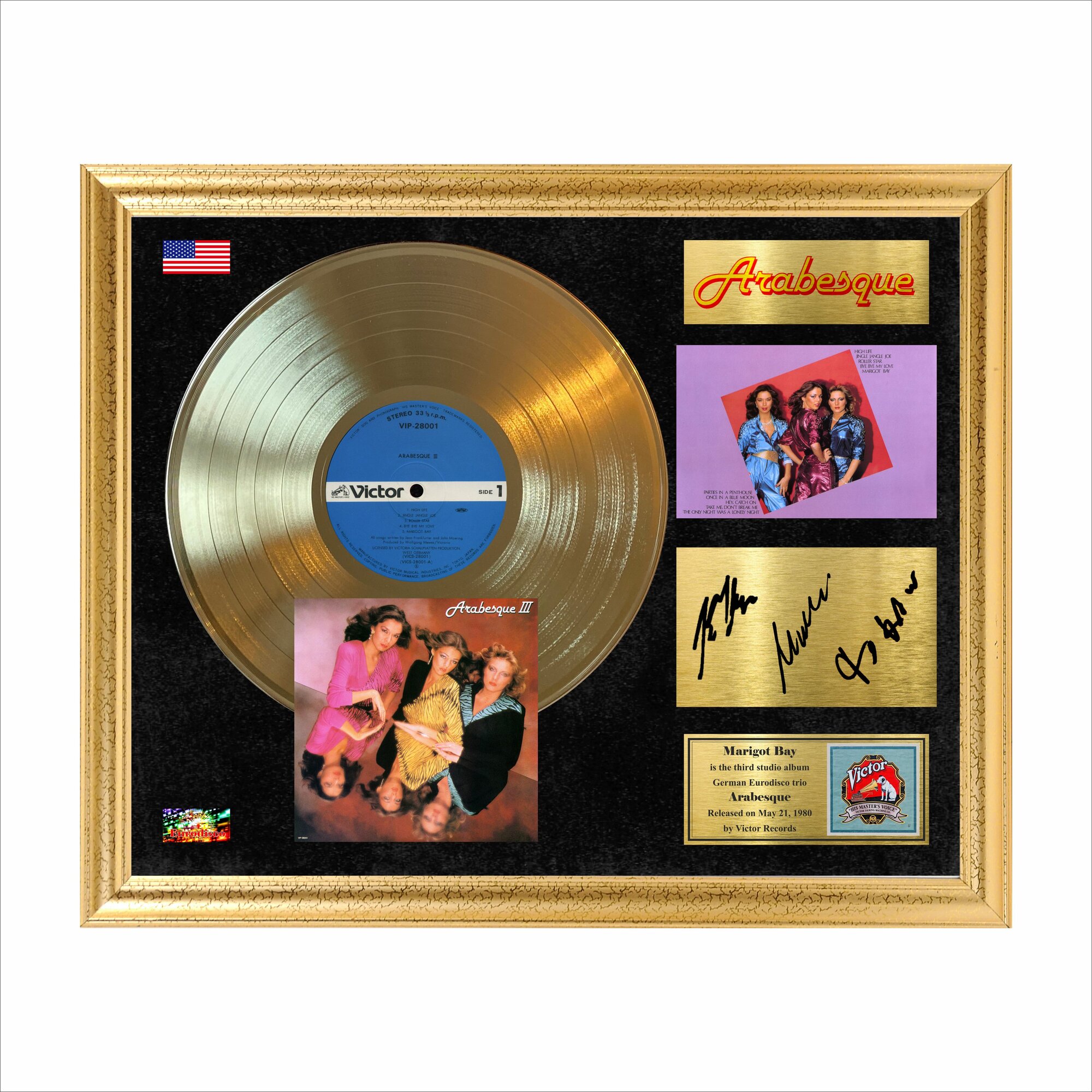 Золотой диск Arabesque в рамке