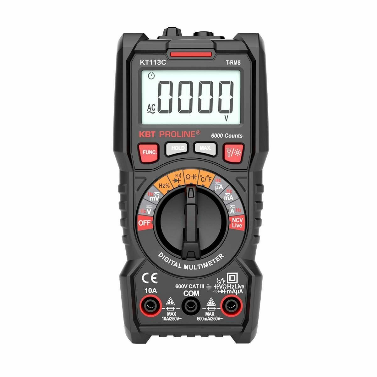 Мультиметр цифровой KT 113С с True RMS и автоматическим выбором пределов измерений серия PROLINE (КВТ) 91918