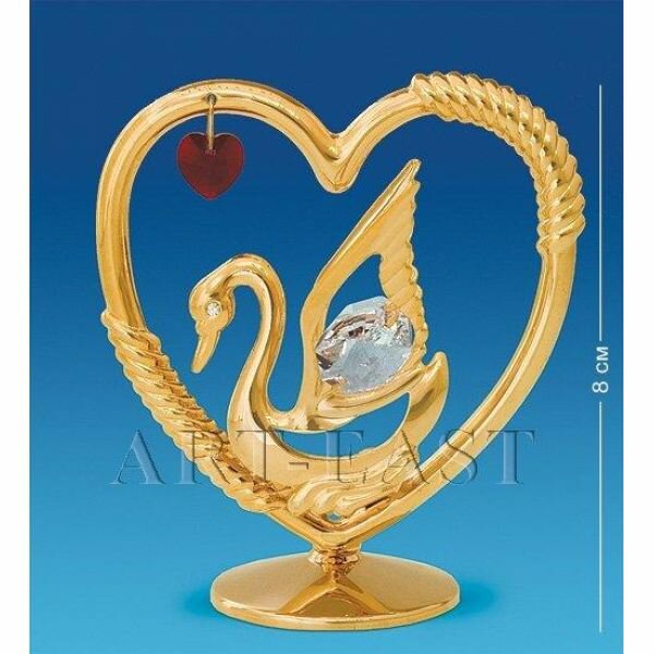 Фигурка Сердечко с лебедем с цв. кр. A7962 Crystal Temptations, Металл, кристалл