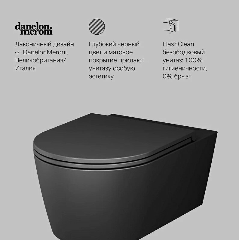 Унитаз подвесной AM.PM Func C8F1701MBSC безободковый с сиденьем чёрный матовый