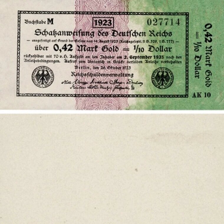 Германия 0,42 марки золотом 1923 года, сувенирная копия, банкноты и купюры редкие коллекционные