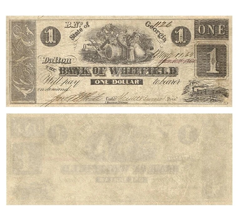 1 доллар 1863 США штат Джорджия, Whitfield, сувенирная копия, банкноты и купюры редкие коллекционные