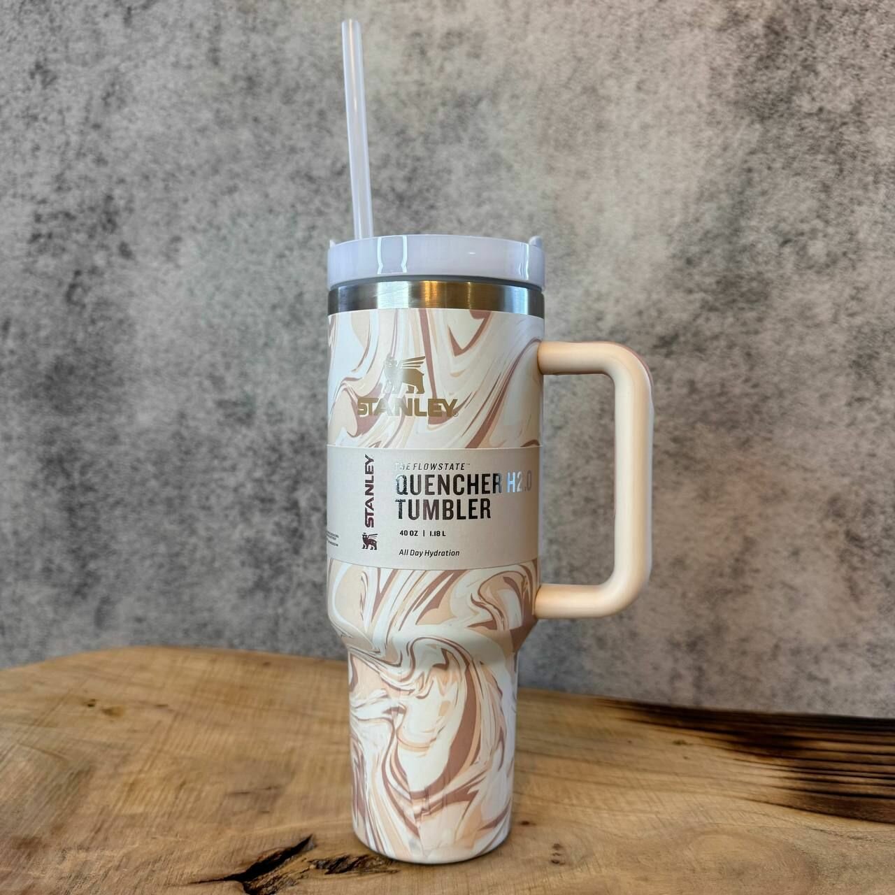 Термокружка из нержавеющей стали для холодных и горячих напитков, Stanley 40OZ 1.18л, цвет Мрамор