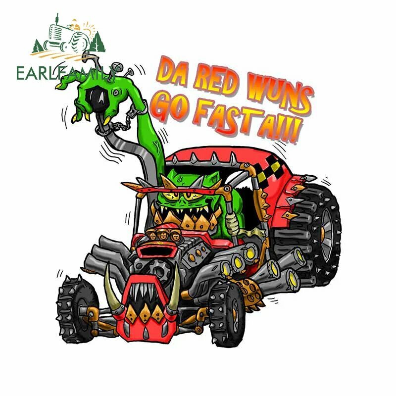 EARLFAMILY 13 см x 12,5 см Мультяшные орки DA красный уанц GO FASTA наклейка для кузова автомобиля граффити наклейка JDM забавные автомобильные наклейки автомобильные аксессуары
