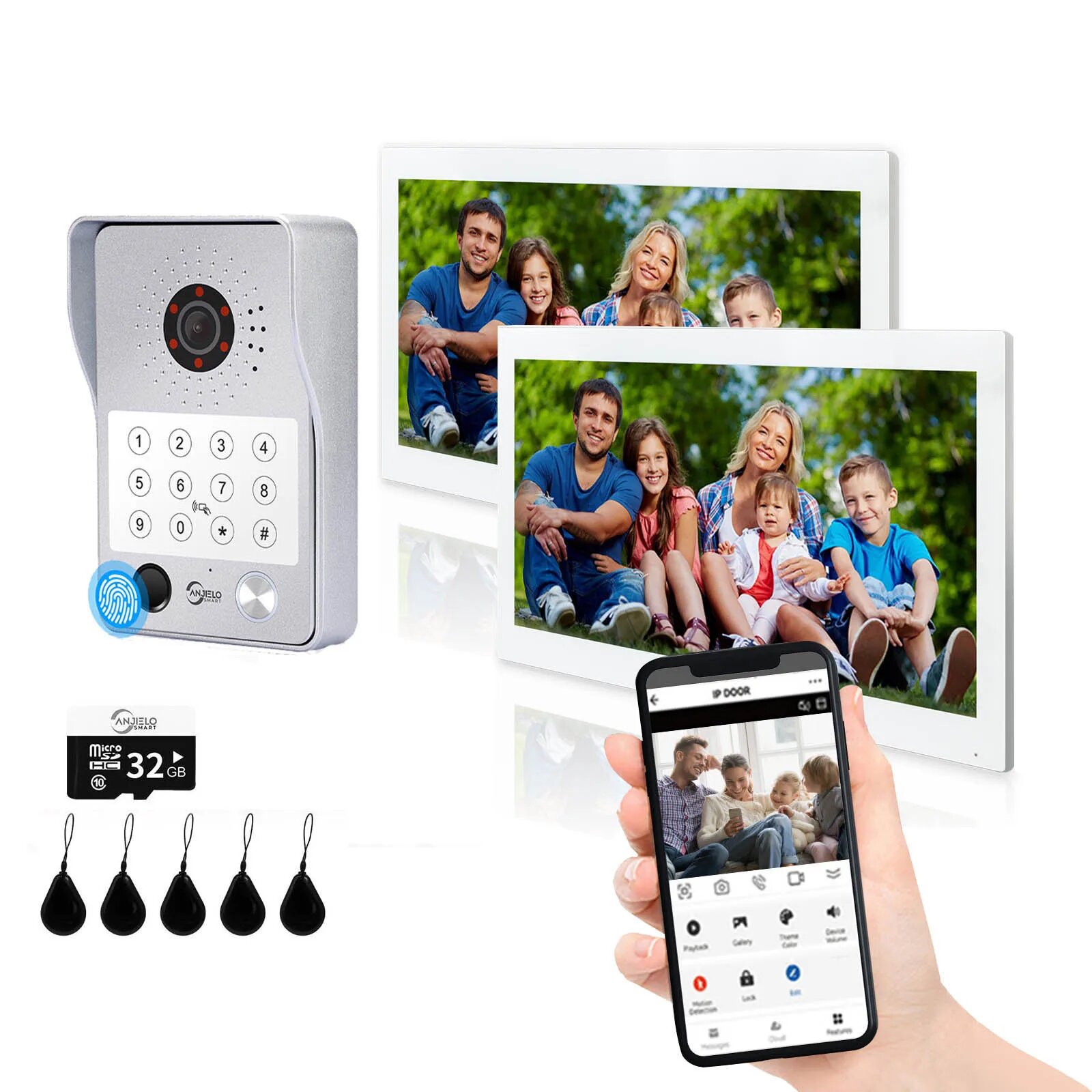 Anjielosmart 5-в-1 Wi-Fi видеодомофон 1080P