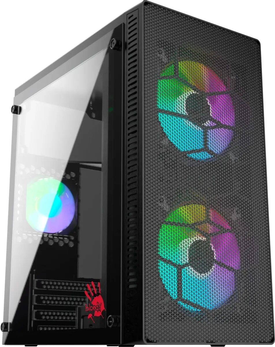 BD-CC101F-BK / Корпус mATX BLOODY BD-CC101F, Mini-Tower, без БП, черный [bd-cc101f-bk]