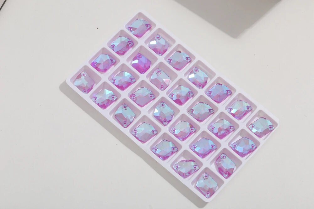 Стразы стекло 8x10mm, 36шт, Dk.amethyst AB SI