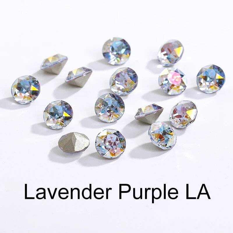 Стразы стеклянные круглые 10 мм, Lavender Purple LA