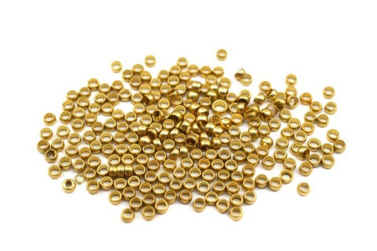 Кримпы (бусины зажимные) 1,5х0,8мм, отверстие 0,8мм, цвет золото, хирургическая сталь, 24К позолота, 35-036, 1г (около 200шт)
