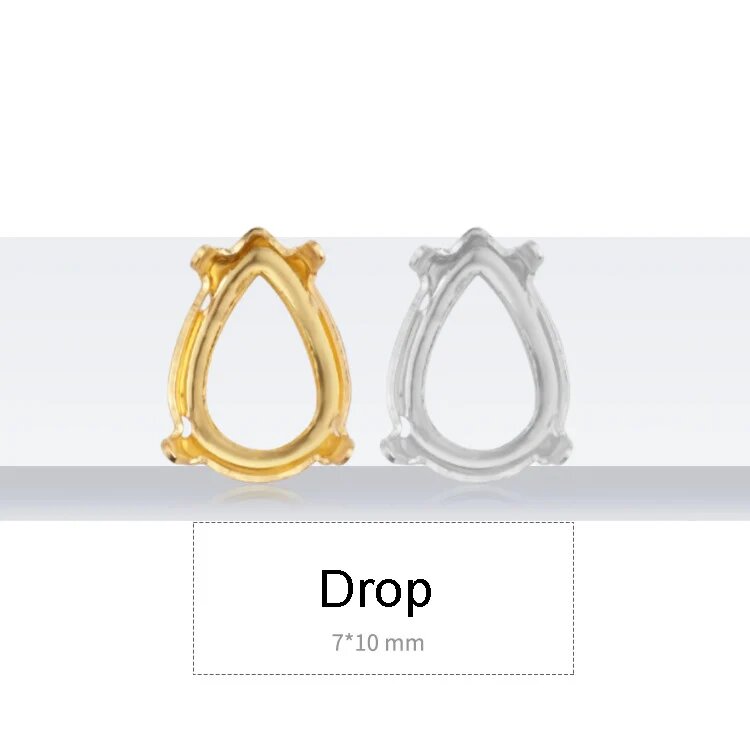 Зажим для камней Drop 7x10mm, Silver, 20шт