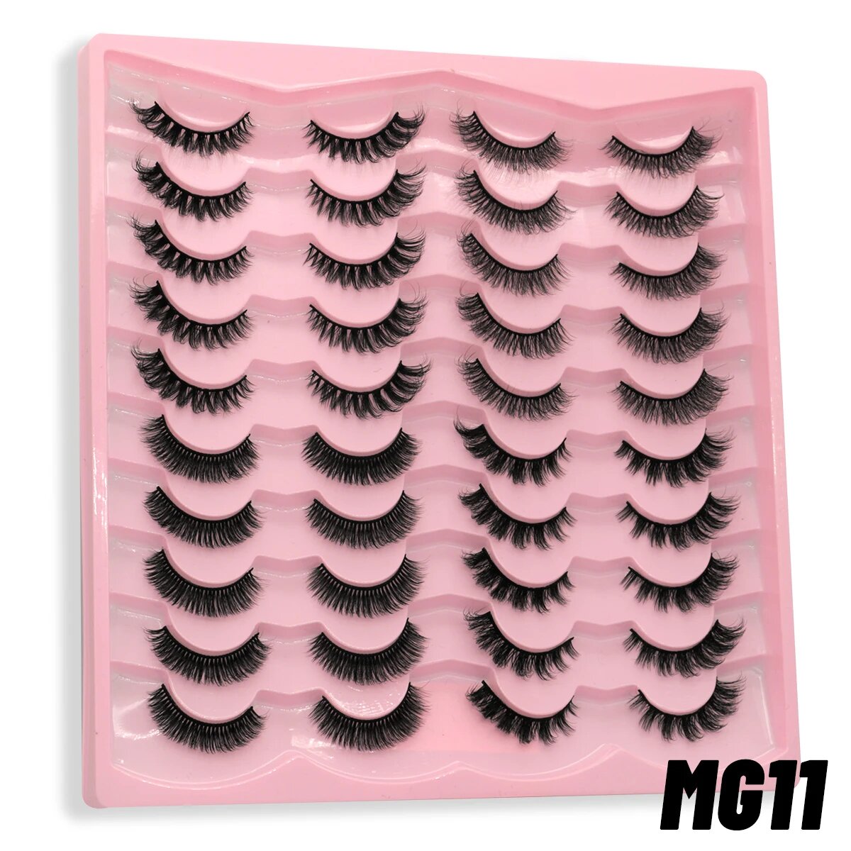 Накладные ресницы GROINNEYA 3D черные MG11 (20 пар)