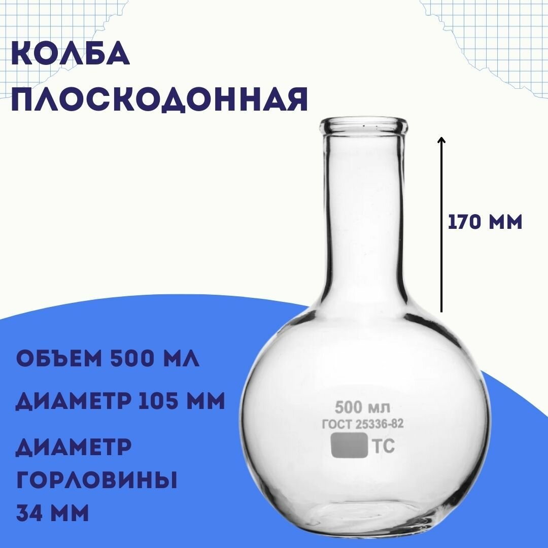 Колба плоскодонная П-2-500-34 объем 500 мл