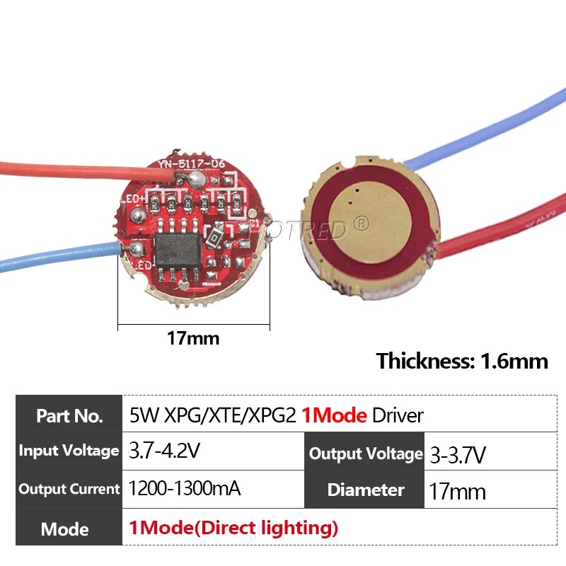 HotRed 5W 17mm 1Mode драйвер LED