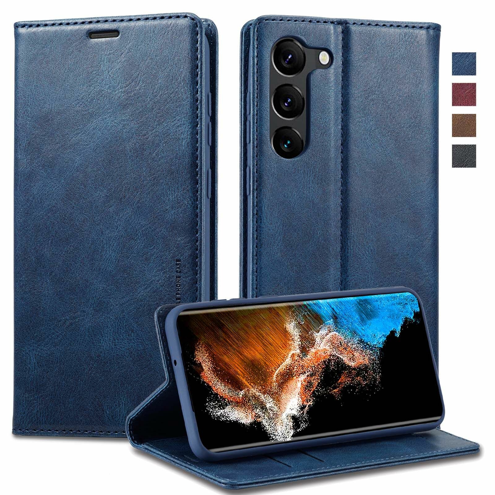 Кожаный чехол LCIMEEKE / MyPads для Samsung Galaxy S23 Plus S23+ (Самсунг Галакси С23 Плюс) книжка, RFID-блокировка, магнитная застежка, подставка.