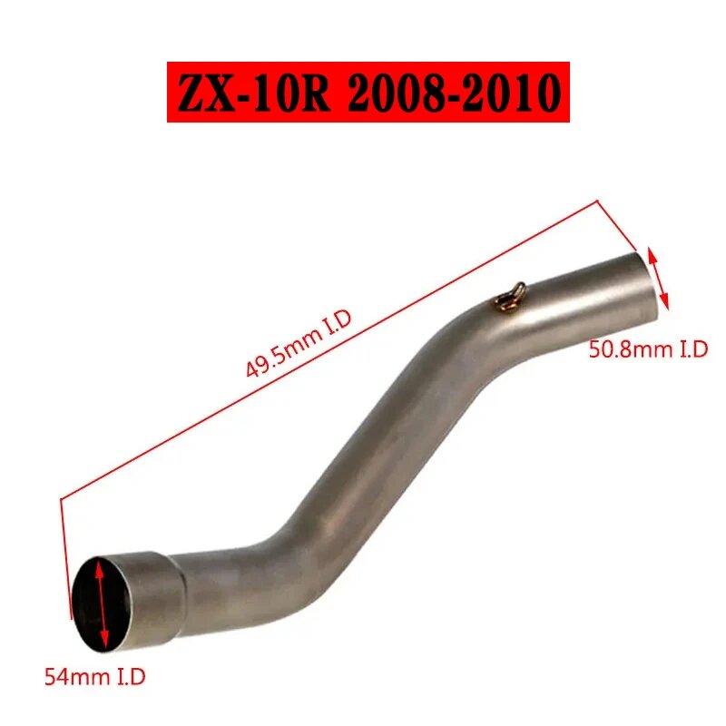Выхлопная труба ZX10R ZX6R из нержавеющей стали для мотоцикла, средний соединитель звеньев, подходит для Kawasaki ZX-6R 2008-2015 2016 2017 ZX 6R ZX-10R 2008-2010