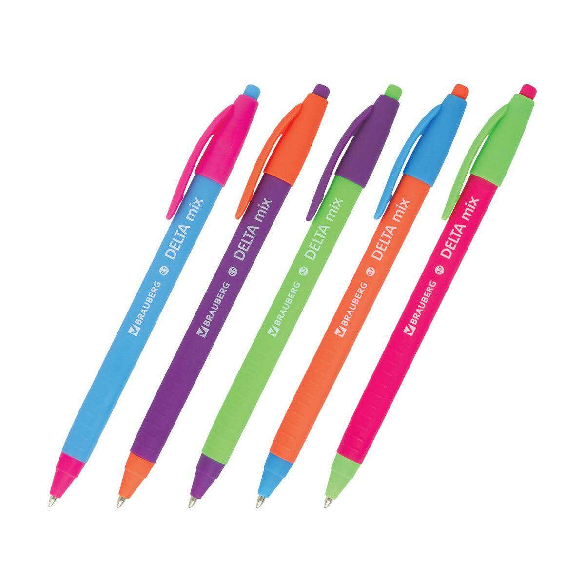 Ручка шариковая автоматическая Brauberg Delta Mix (0.35мм, синяя, масляная основа, soft-touch) (OBPR366), 36шт.