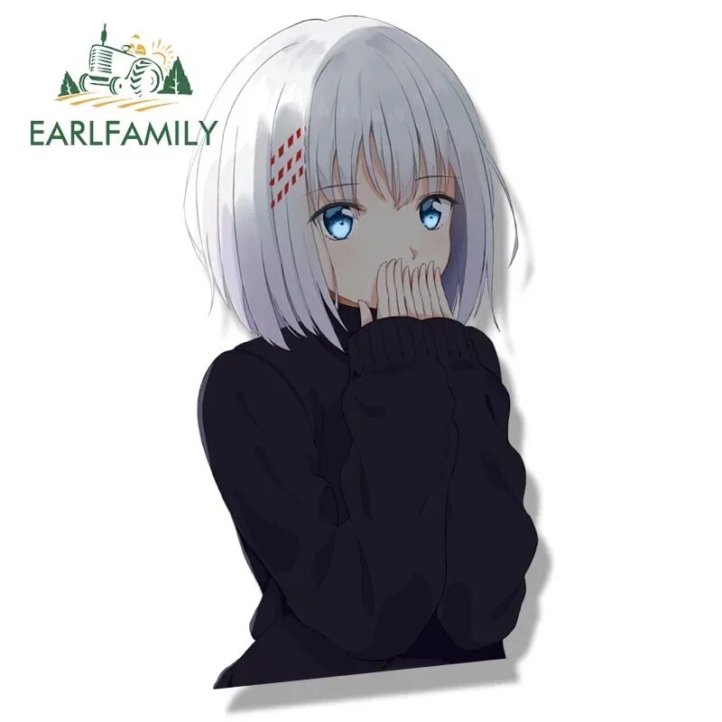 EARLFAMILY Tobiichi оригами фанат Автомобильная наклейка большой головы аниме эскиз Waifu наклейки JDM мультфильм Пекер девушка наклейки Die-cut