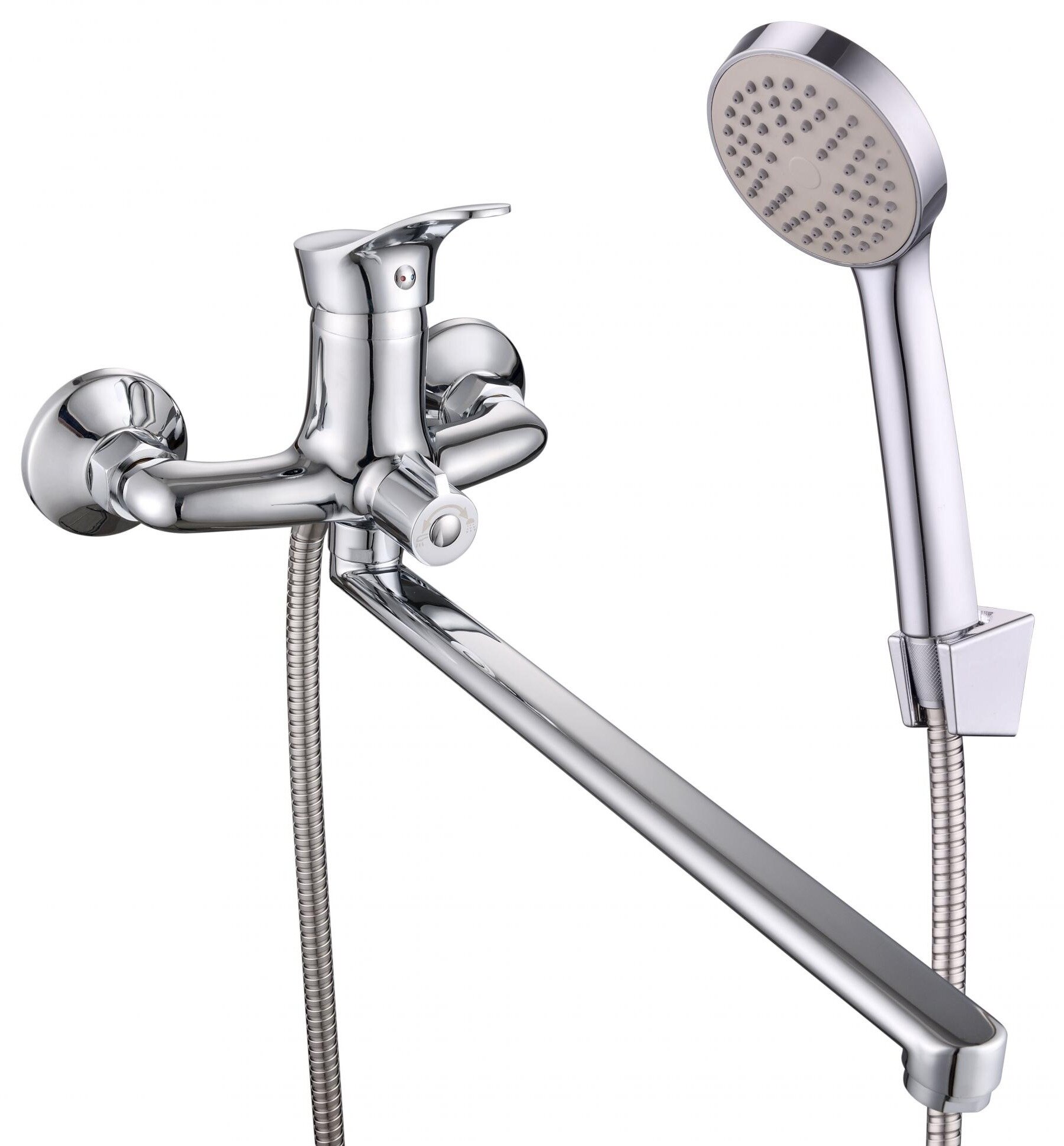 Смеситель Lucky Tap / Лаки Тап BBI-3021-35L-31 для ванны, однорычажный, из латуни, цвет хром, излив 350мм / сантехника