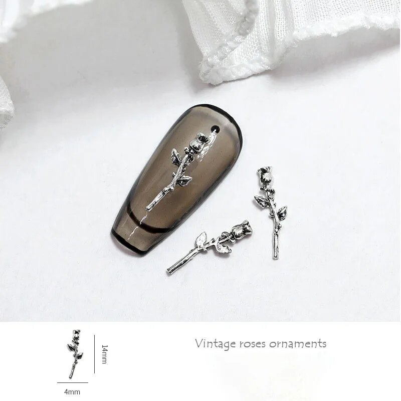 Серебряные 3D розы для ногтей, набор из 10 шт. 551(10pcs)