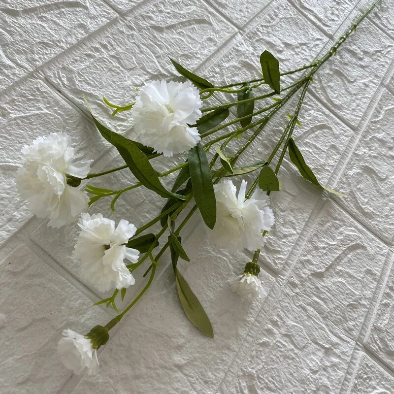 Искусственные шелковые гвоздики Белый, milk white