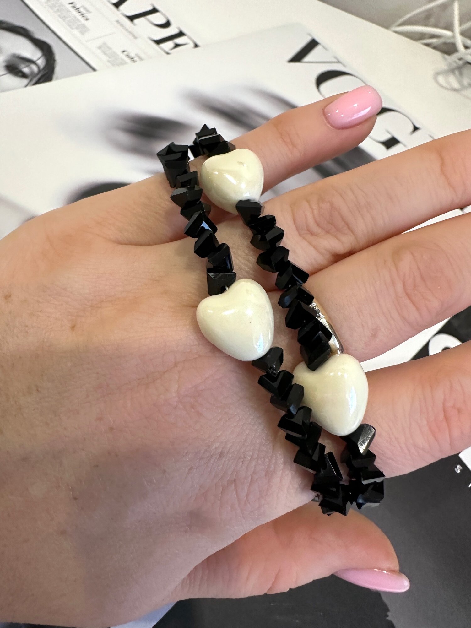 Браслет, керамика, хрусталь, стекло